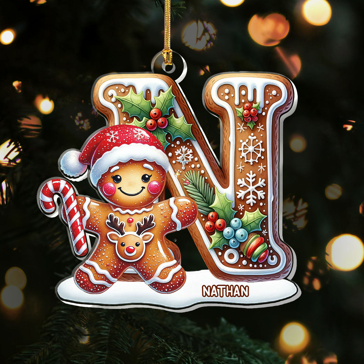 Gingerbread Man Alphabet - Personalized 1-Layer Acrylic Ornament – JOYMADE