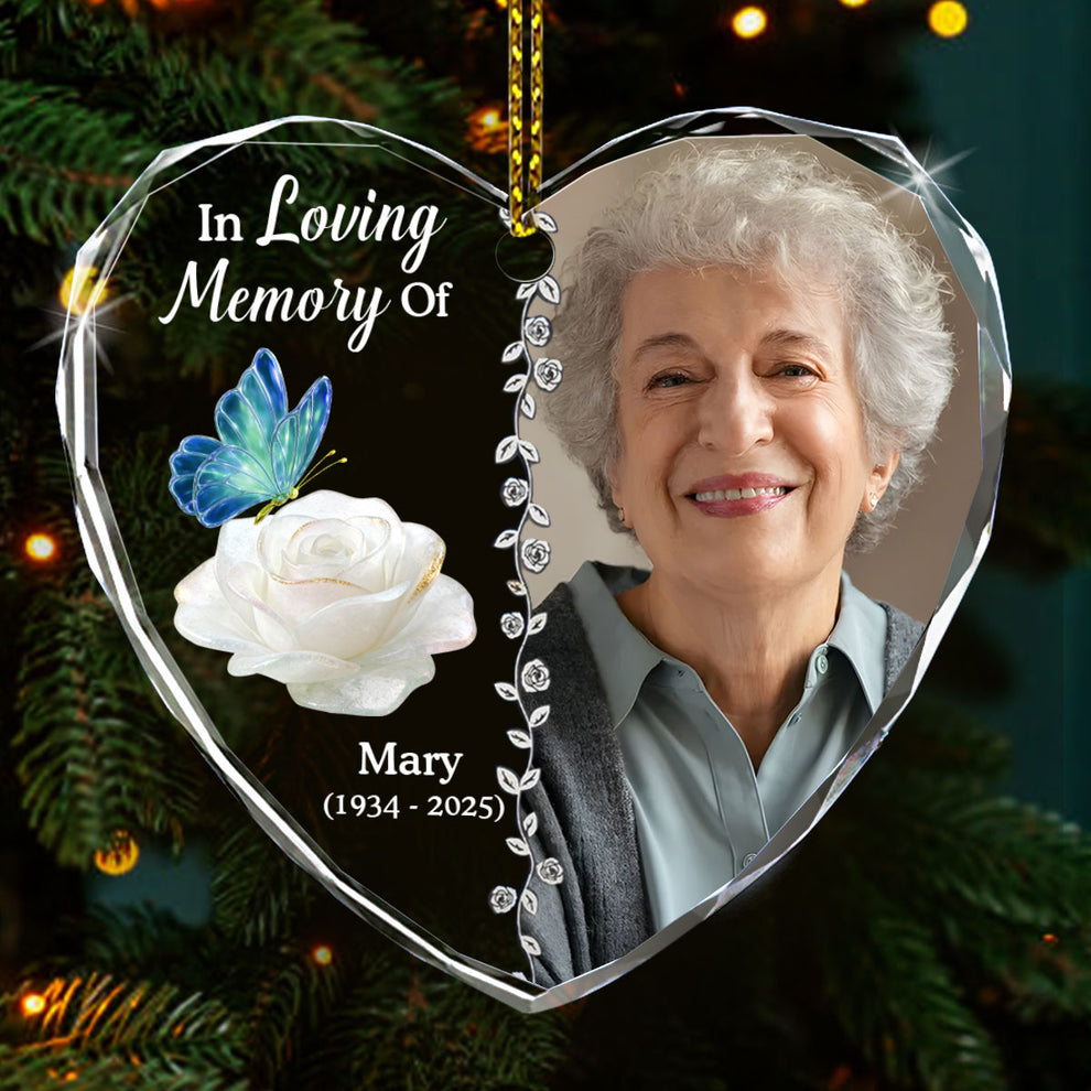 In Loving Memory Of A Lost One - Personalized Heart Shaped Glass Ornam ...
